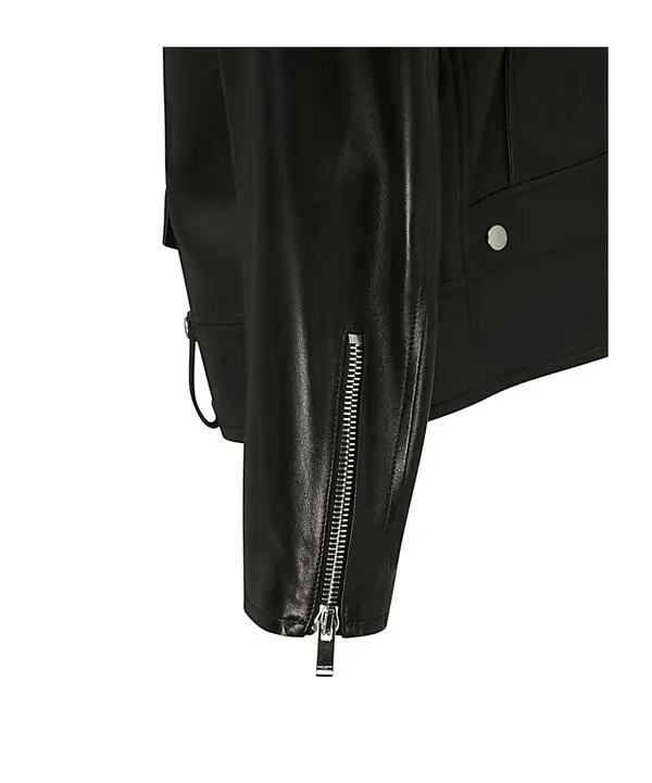 Saint Laurent Leather Biker Jacket With Zipper Detail