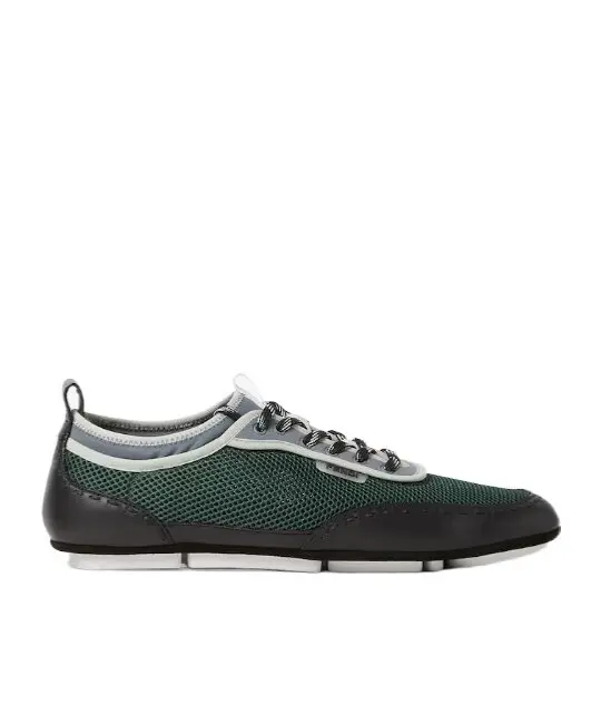 Fendi Mesh Panel Low-top Sneakers - Green And Black