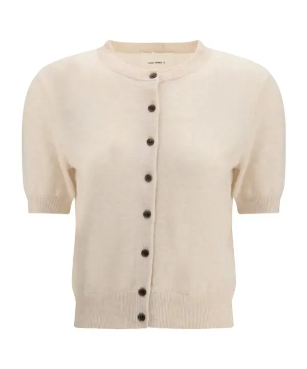 LISA YANG Marene Short-sleeve Cardigan - Nude
