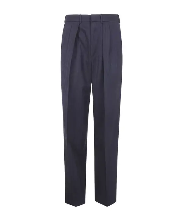 TOM FORD Pleated Striped Trousers - Black