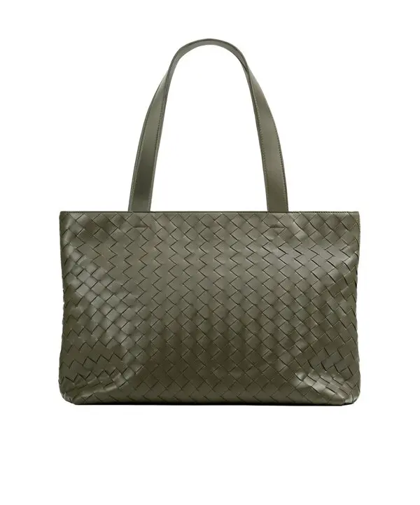 Bottega Veneta Small Intrecciato Zipped Tote - Green