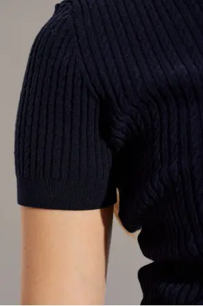 FRAME Ribbed Short-sleeved Crew Neck Sweater - Black