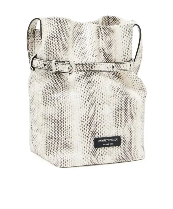 Emporio Armani Snake-effect Leather Bucket Bag