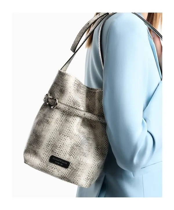 Emporio Armani Snake-effect Leather Bucket Bag