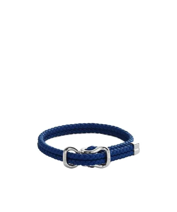 Bottega Veneta Braided Leather Bracelet With Sterling Silver Buckle - Royal Blue