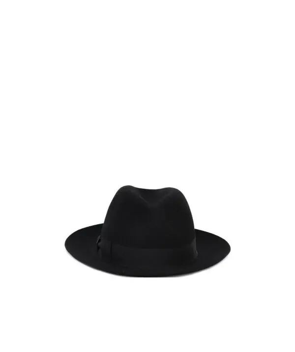 Borsalino Ribbon-trimmed Wide-brim Fedora Hat - Black