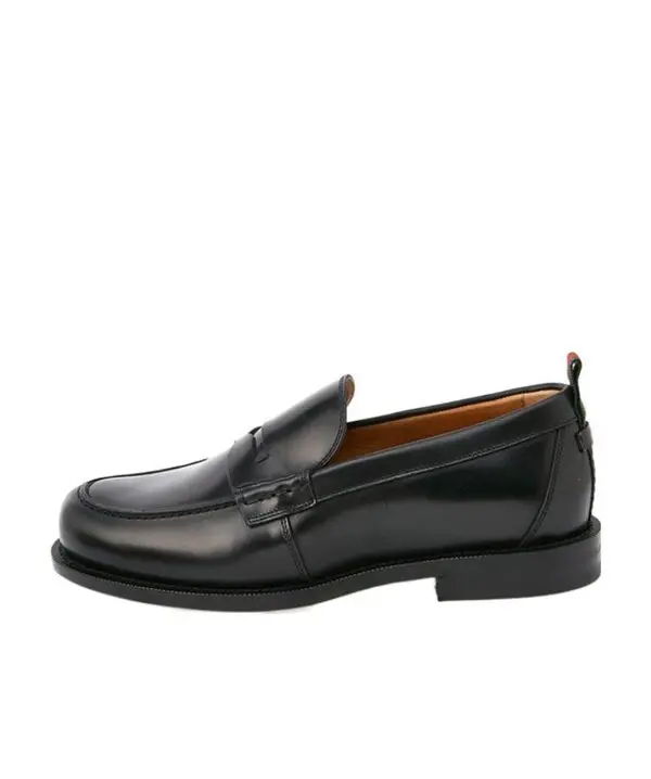 Gucci Almond Toe Loafers With Striped Webbing Detail