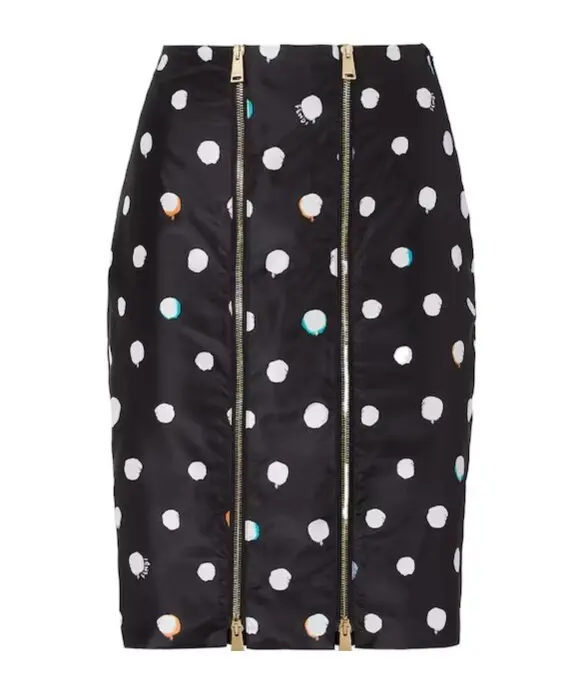 Fendi Falena Dots Printed Double-zipped Midi Skirt - Black