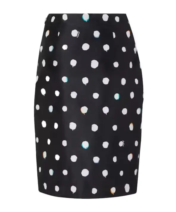 Fendi Falena Dots Printed Double-zipped Midi Skirt - Black