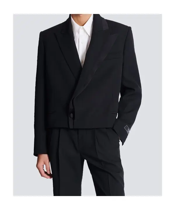 Balmain Grain De Poudre Cropped Blazer