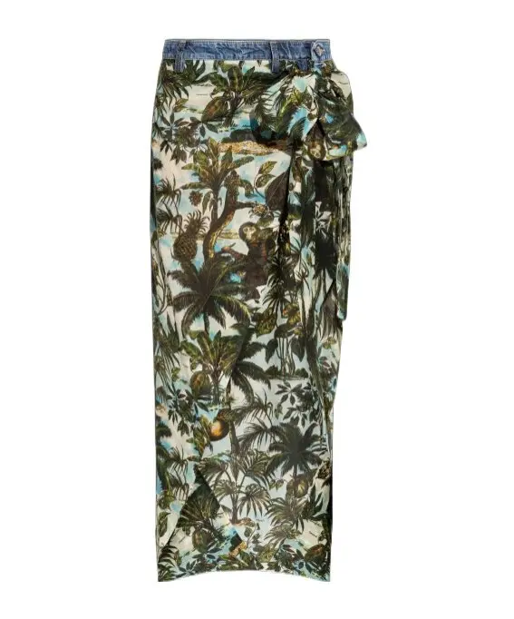 Dsquared2 Monkey Business Long Denim Skirt - Multicolor