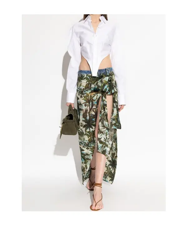 Dsquared2 Monkey Business Long Denim Skirt - Multicolor