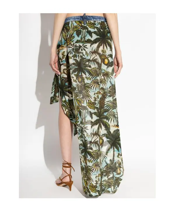 Dsquared2 Monkey Business Long Denim Skirt