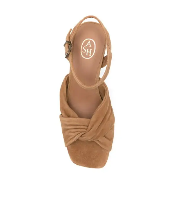 Ash Square-toe High-heeled Sandals With Block Heel And Pleated Detail