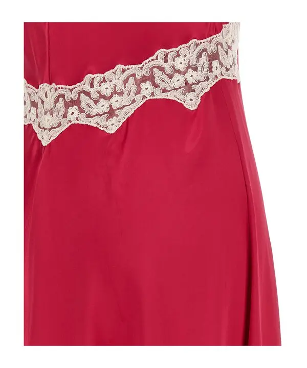 Alberta Ferretti Lace Trim Maxi Dress