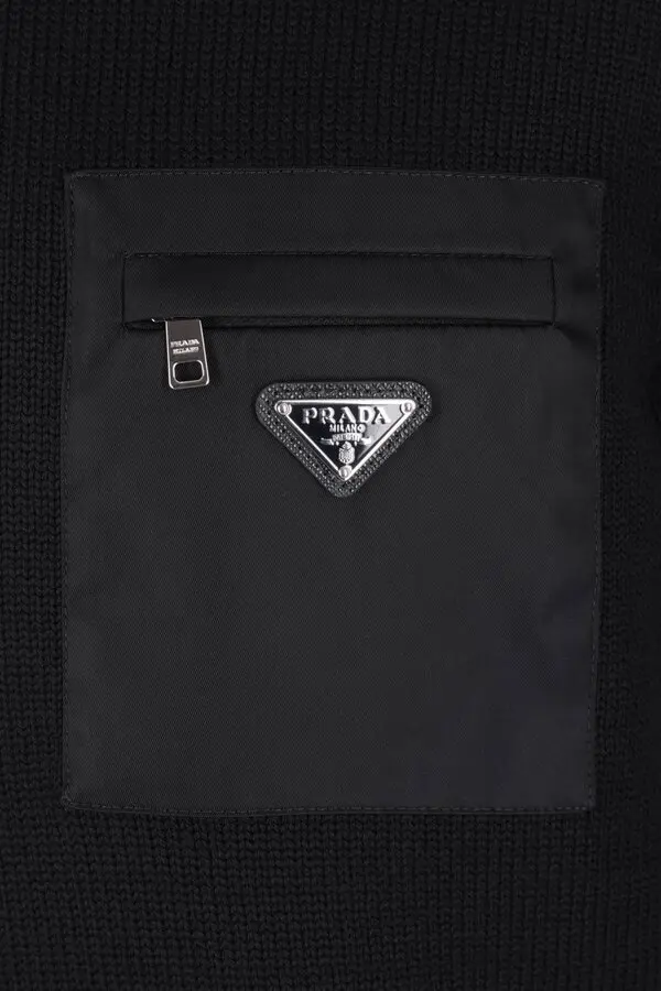 Prada Logo Plaque Pocket Sweater