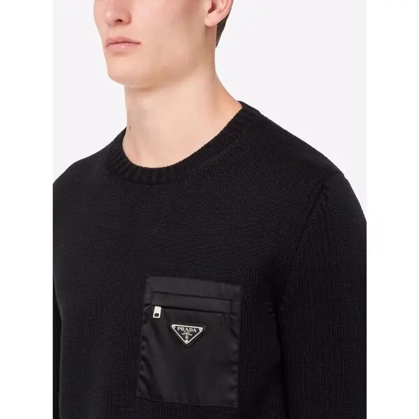 Prada Logo Plaque Pocket Sweater