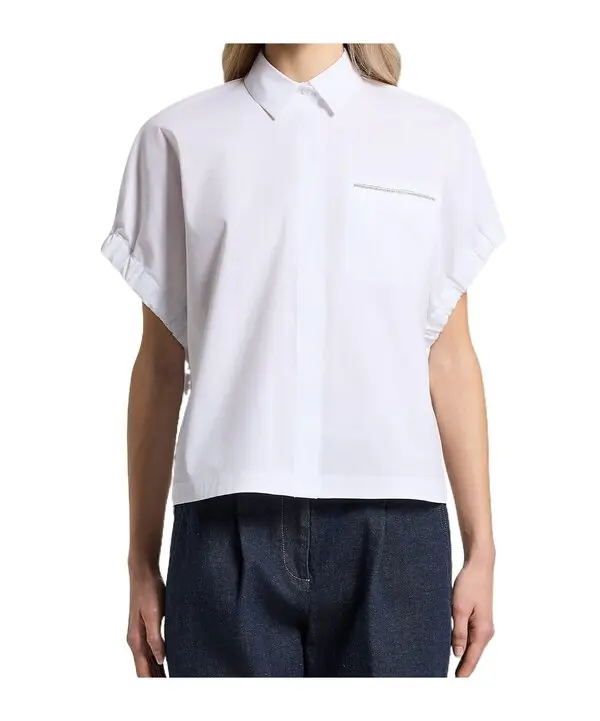 Peserico Short Sleeve Ruffled Shirt - White
