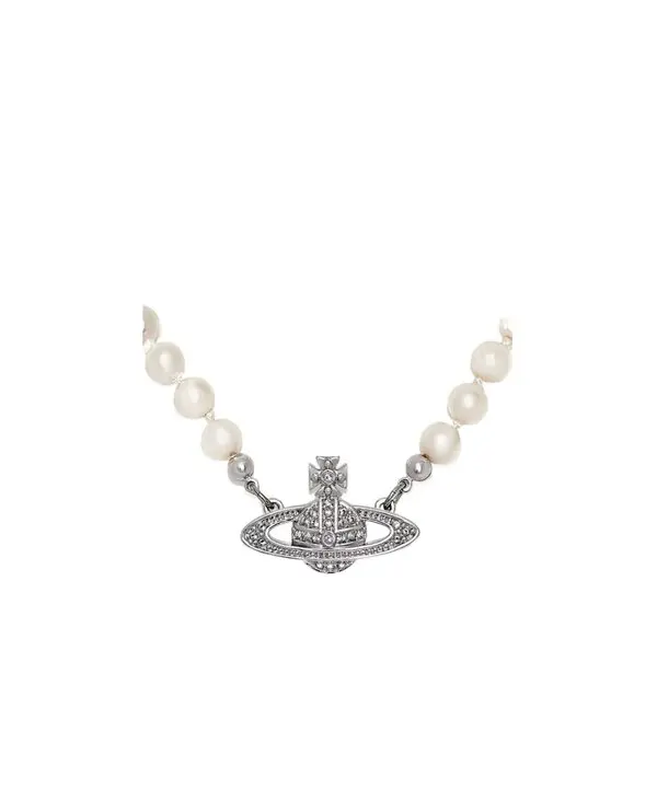 VIVIENNE WESTWOOD Mini Bas Relief Pearl Necklace - Gray