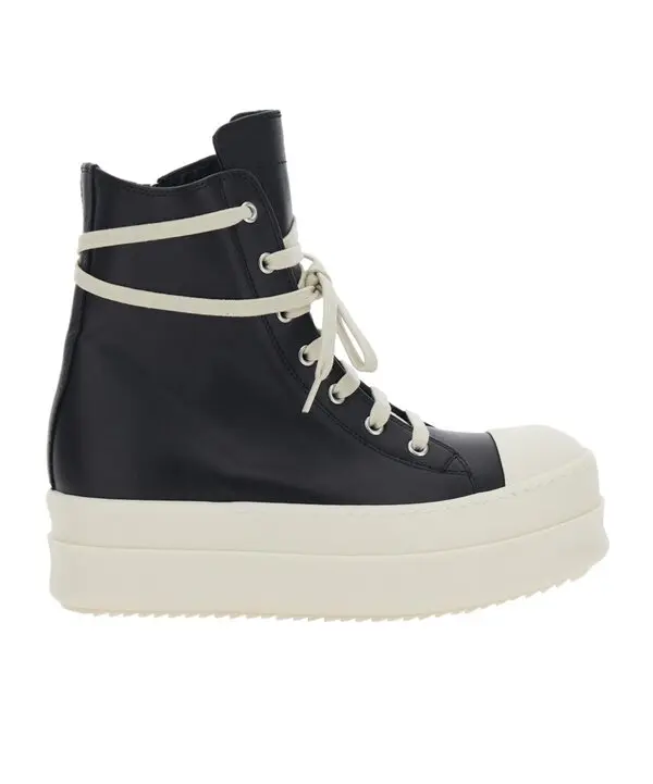 Rick Owens Mega Bumper Leather High-top Sneakers - Black