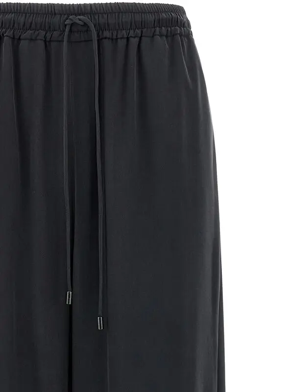 Max Mara Wide-leg Washed Silk Drawstring Trousers - Blue