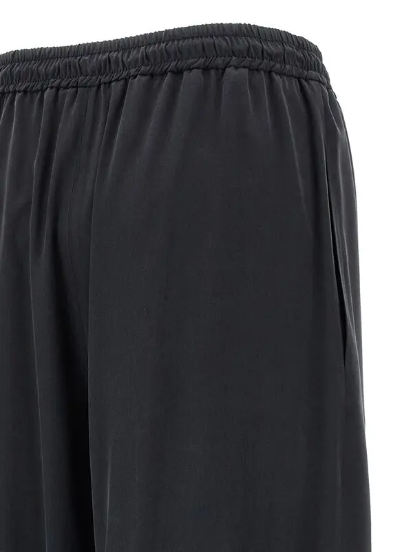 Max Mara Wide-leg Washed Silk Drawstring Trousers - Blue