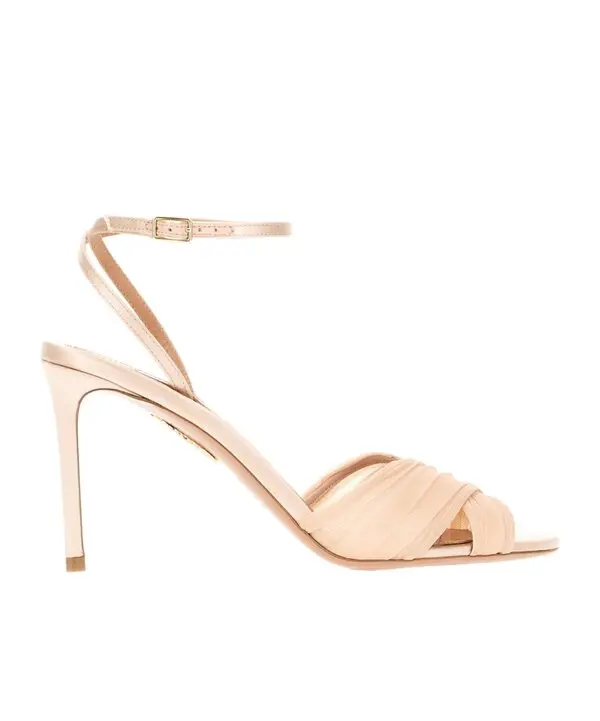 AQUAZZURA Ruched Strap Stiletto Sandals - Light Pink