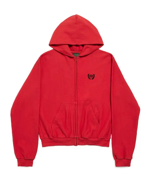 Balenciaga Laurel Classic Zipped Hoodie - Red
