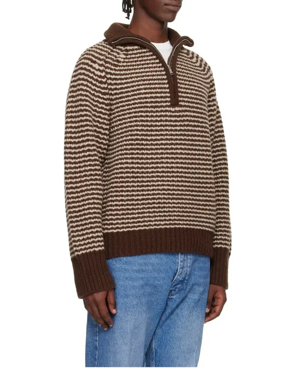 Studio Nicholson Striped Zip-neck Sweater
