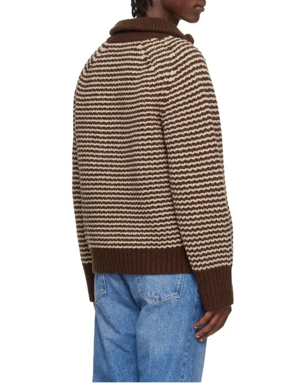 Studio Nicholson Striped Zip-neck Sweater
