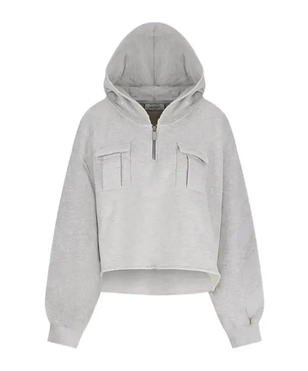 Off-White Cropped Graphic Print Hoodie - White