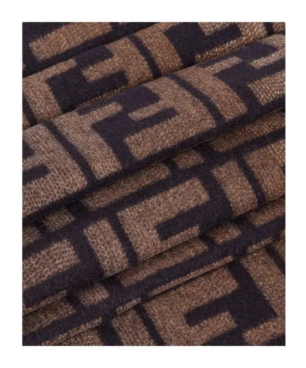Fendi Ff Jacquard Fringe Detailed Scarf - Black