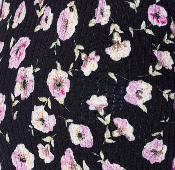 TWINSET Crewneck Floral-print Ribbed Short-sleeve T-shirt