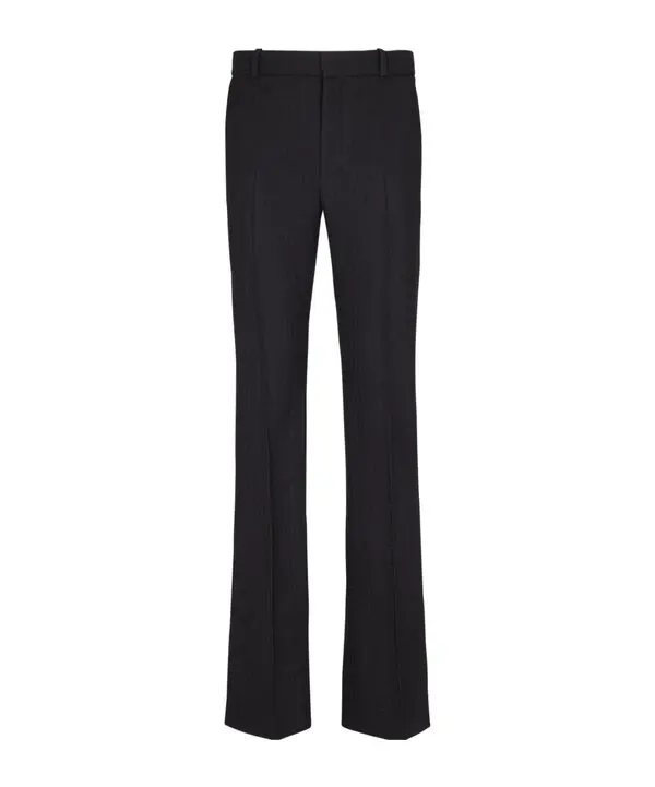 Balmain Darted Grain De Poudre Trousers - Black
