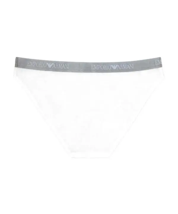 Emporio Armani Logo Embroidered Panties - White