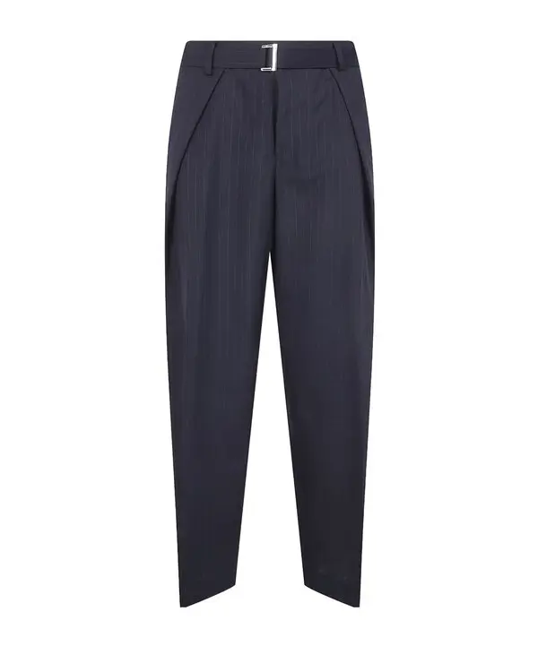 Sacai Pinstriped Tailored Trousers With Drawstring Belt - Black