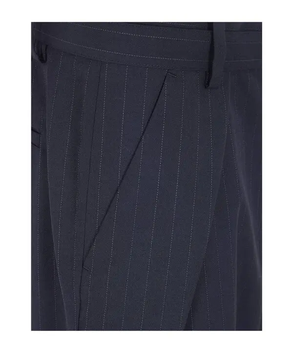 Sacai Pinstriped Tailored Trousers With Drawstring Belt - Black