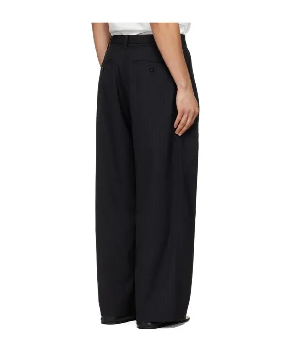 Sacai Pinstriped Tailored Trousers With Drawstring Belt - Black