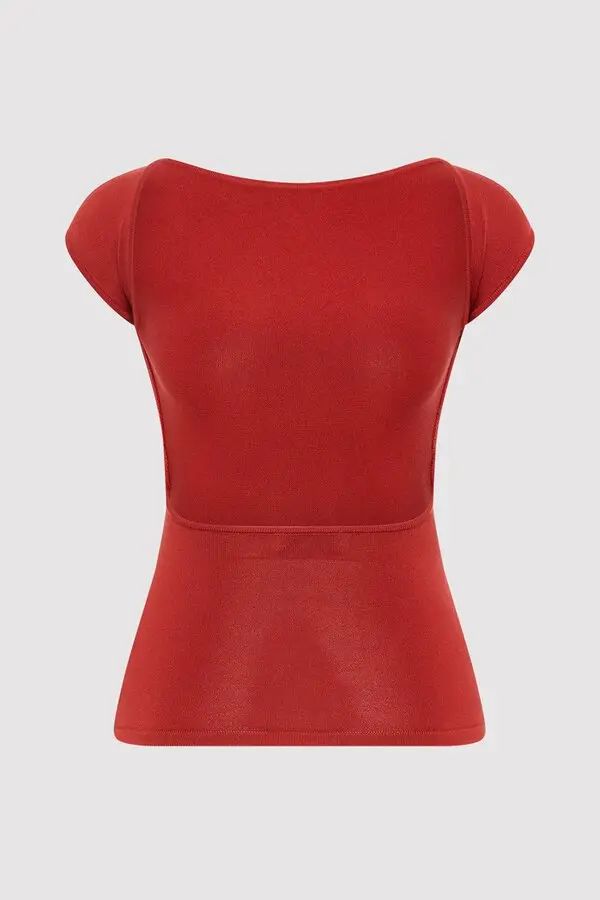 ST. AGNI Backless Knit Top