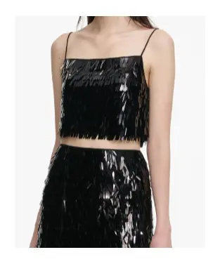 SELF-PORTRAIT Sequin Embellished Cropped Top