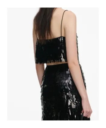 SELF-PORTRAIT Sequin Embellished Cropped Top