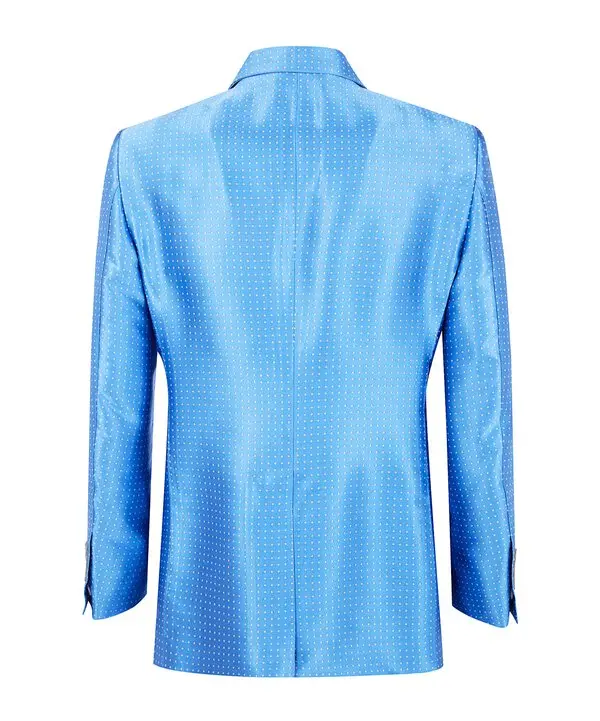 TOM FORD Polka Dot Jacquard Double-breasted Suit Jacket - Blue