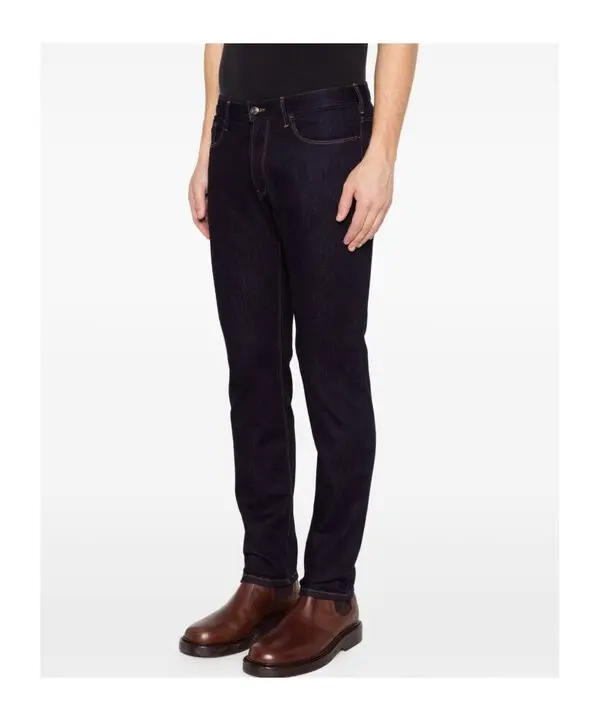 Emporio Armani Five-pocket Jeans With Logo Patch - Blue