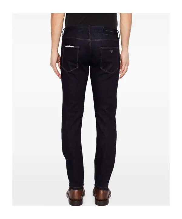 Emporio Armani Five-pocket Jeans With Logo Patch - Blue