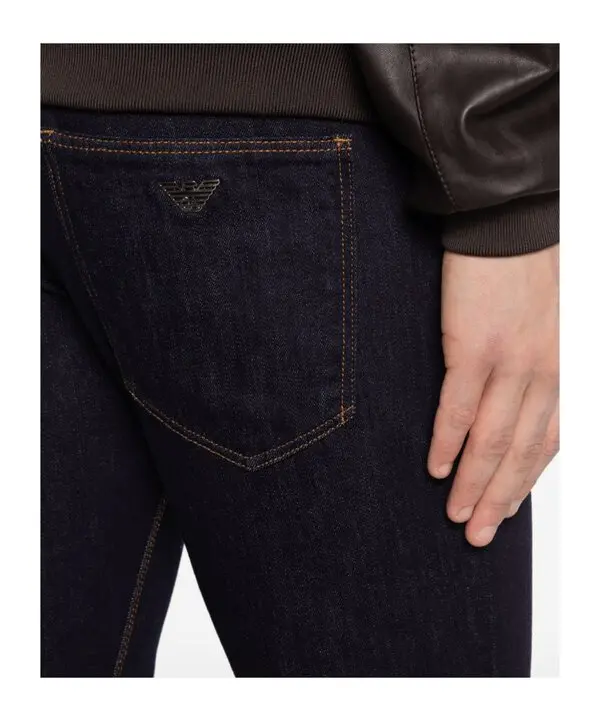 Emporio Armani Five-pocket Jeans With Logo Patch - Blue