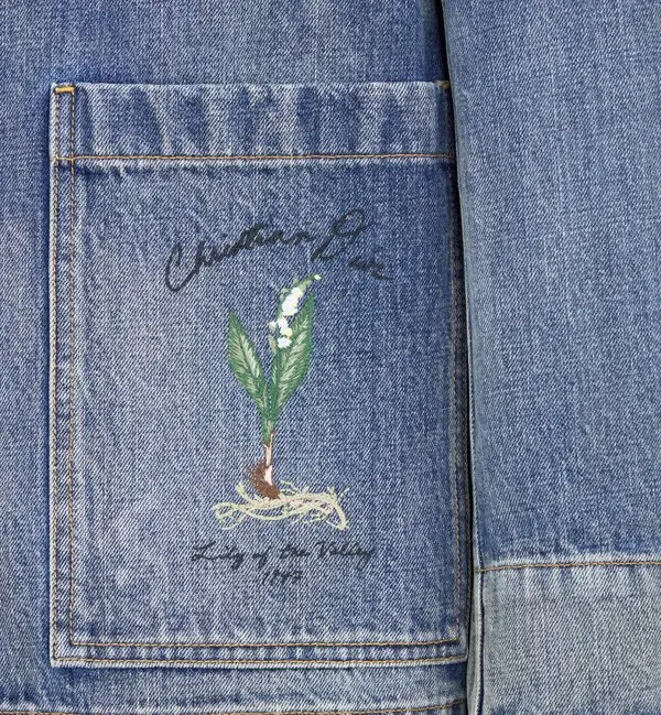Dior Collared Button-up Embroidered Denim Jacket