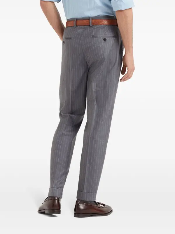 Brunello Cucinelli Tapered-leg Wool Trousers - Grey