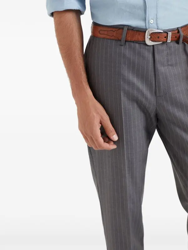 Brunello Cucinelli Tapered-leg Wool Trousers - Grey