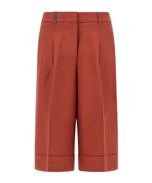Peserico Pleated Bermuda Shorts - Brown