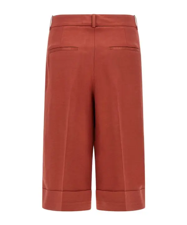 Peserico Pleated Bermuda Shorts With Wide Legs And Cuffed Hem